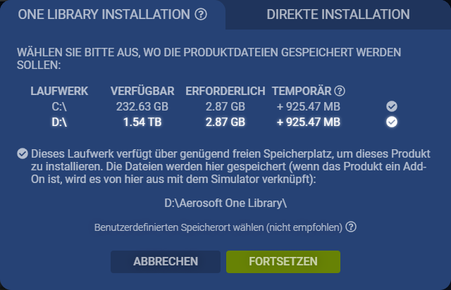 Ein Produkt installieren - Aerosoft One User Guide